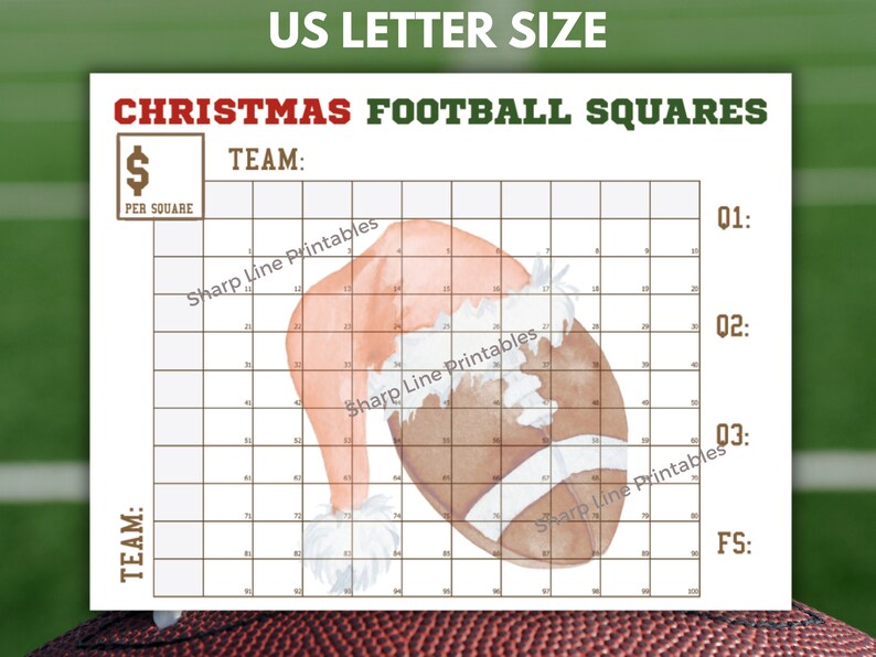 Christmas Football Squares Template: Editable Printable (PDF) - Etsy