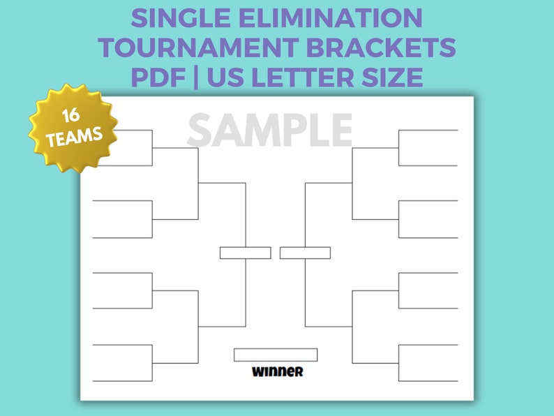 Printable Tournament Bracket: Sports & Games, 4-64 Teams (PDF) - Etsy