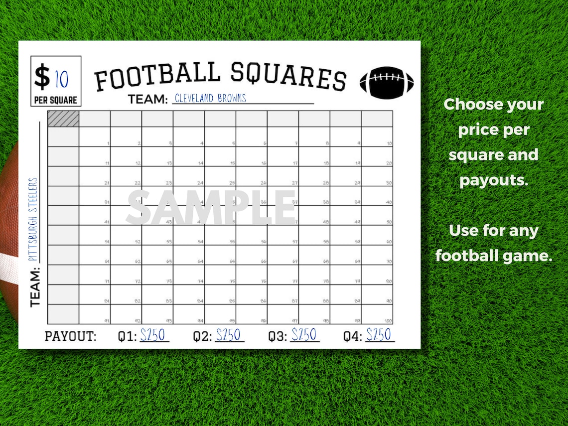Printable Football Squares Template Football Fundraiser Football Square ...