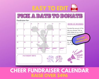 Editable Cheer Pick a Date to Donate, Cheer School Fundraiser, Canva ...