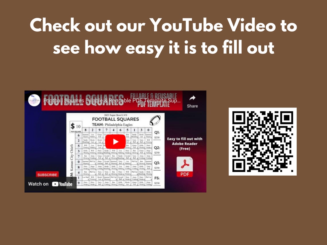 Editable Football Squares Template Printable Editable PDF Football ...