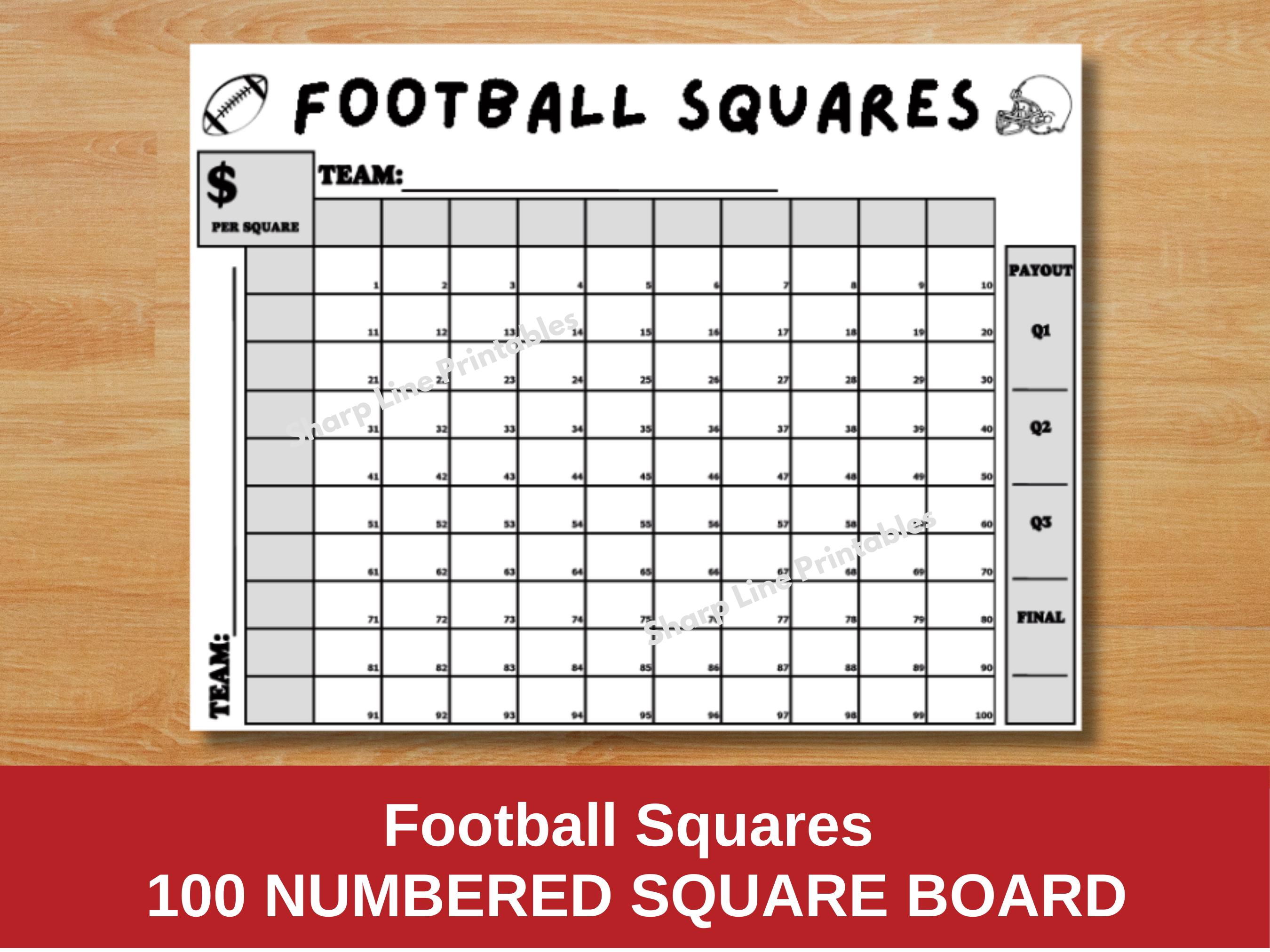 Printable Football Squares PDF, Instant Download, Super Bowl Pool ...