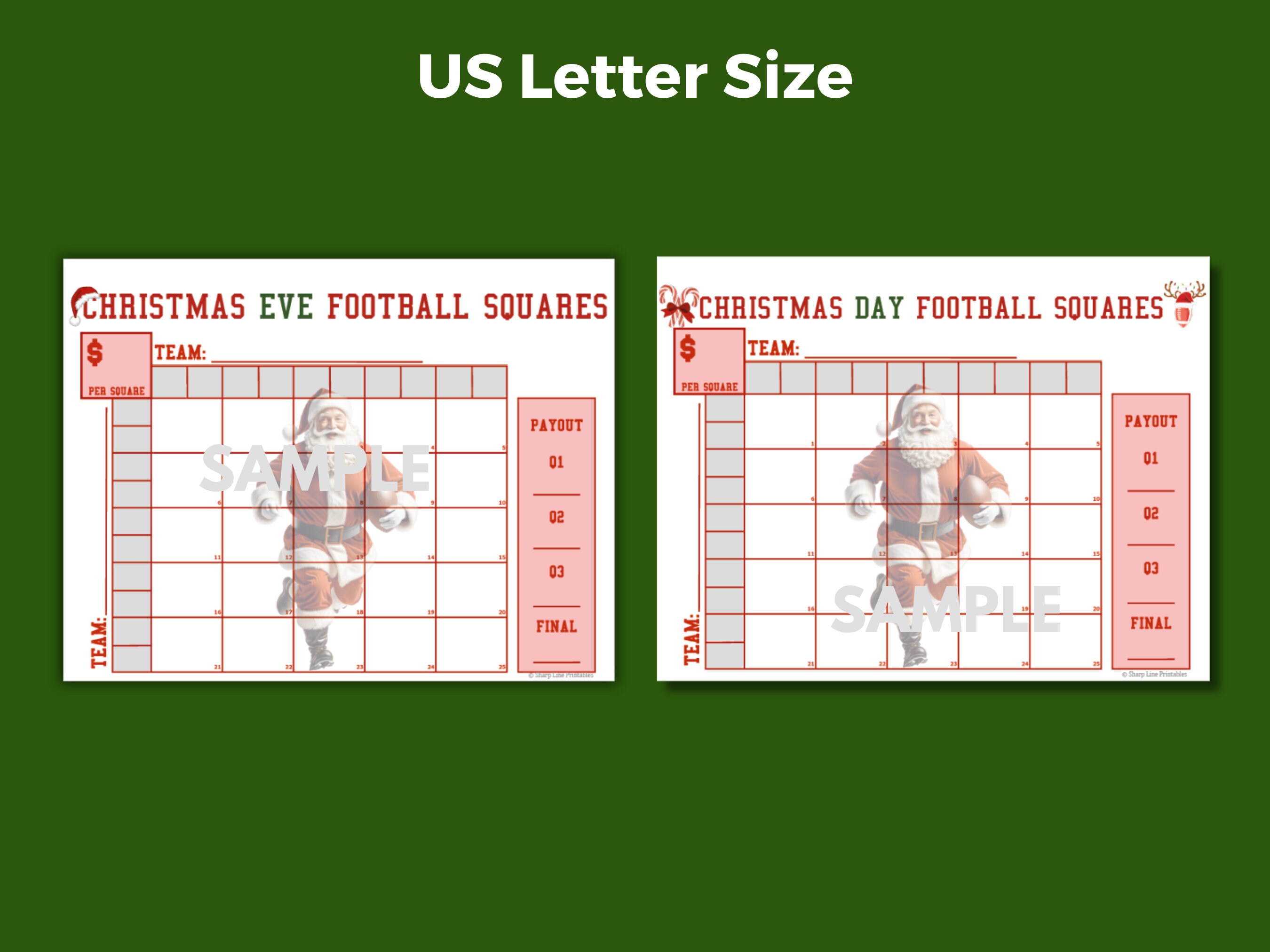 25 Christmas Football Squares Template Printable Editable PDF - Etsy