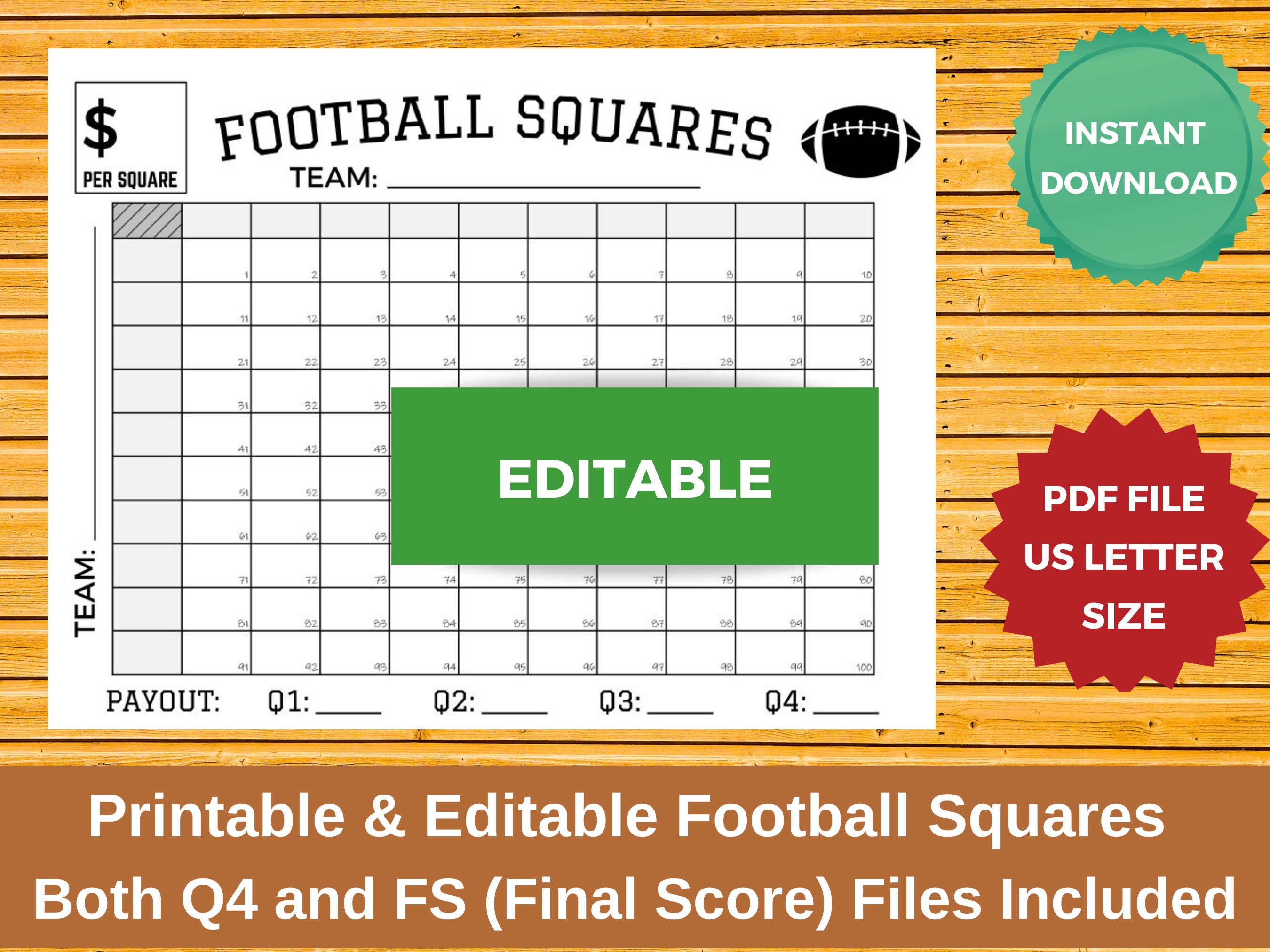 Free Printable Football Squares Game Card Templates Canva, 54% OFF