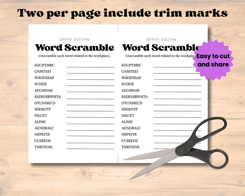 Office Word Scramble Printable – Fun Icebreaker Game for Coworkers ...