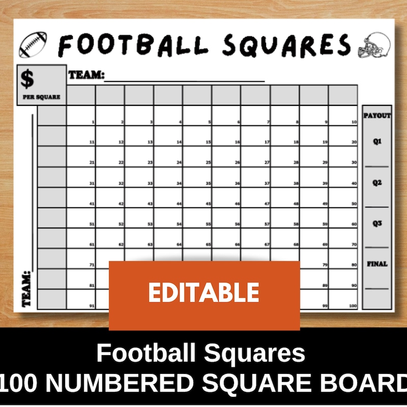 100 Square Raffle Board - Etsy Australia