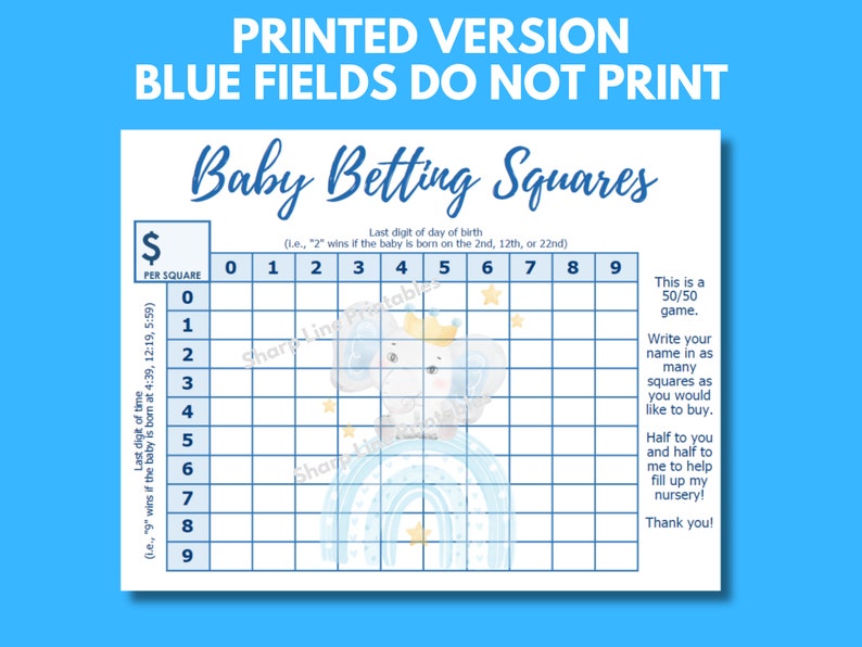 Editable Baby Betting Game Fun Baby Shower Activity Printable Baby ...