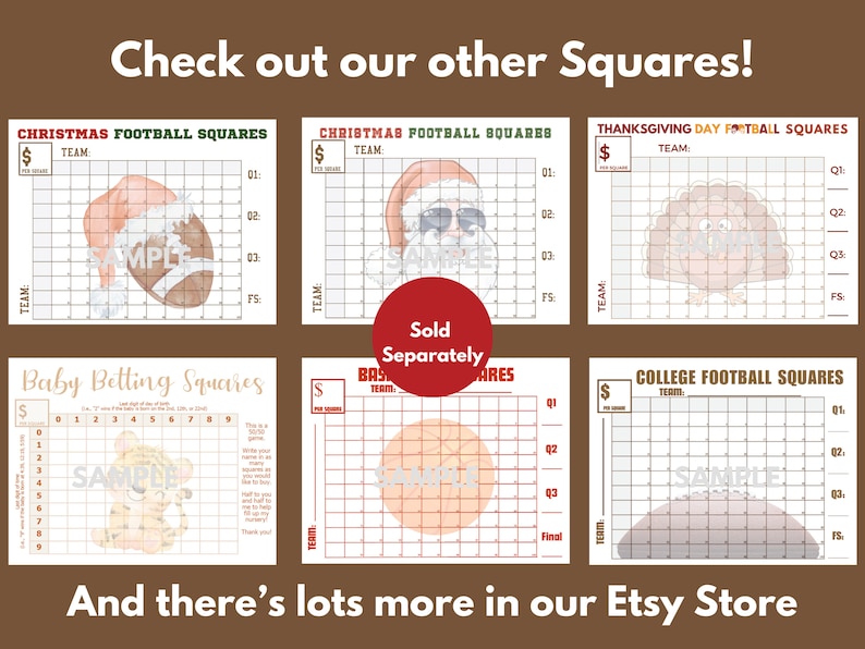 Editable Football Squares Template Printable Editable PDF Football ...