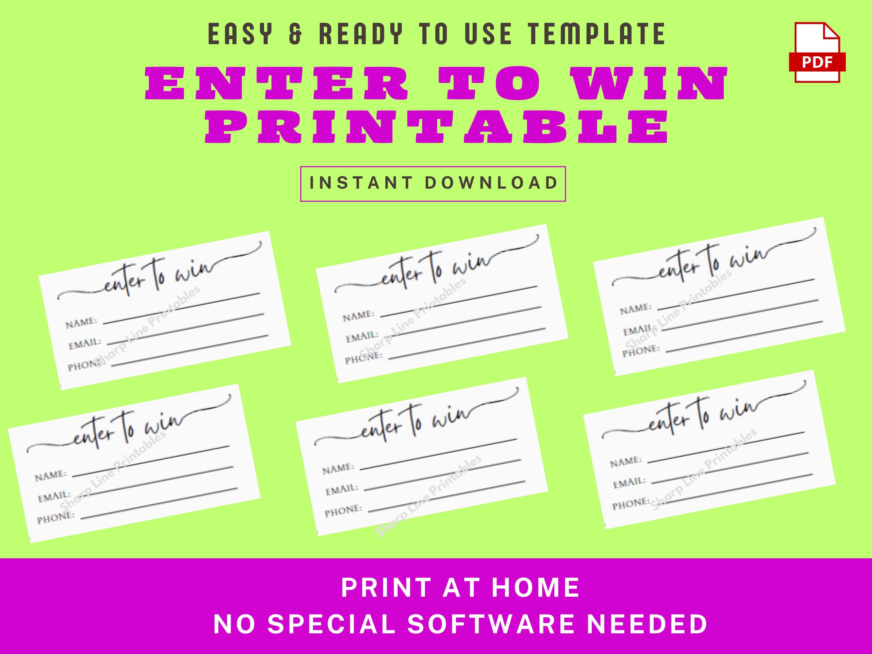 Printable Raffle Tickets, Enter to Win Raffle Ticket Template, DIY ...