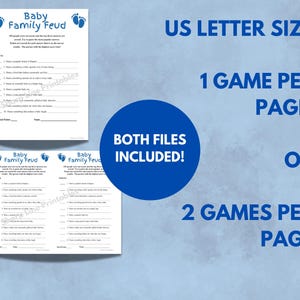 Baby Shower Family Feud Game Printable | Blue Footprints Theme ...