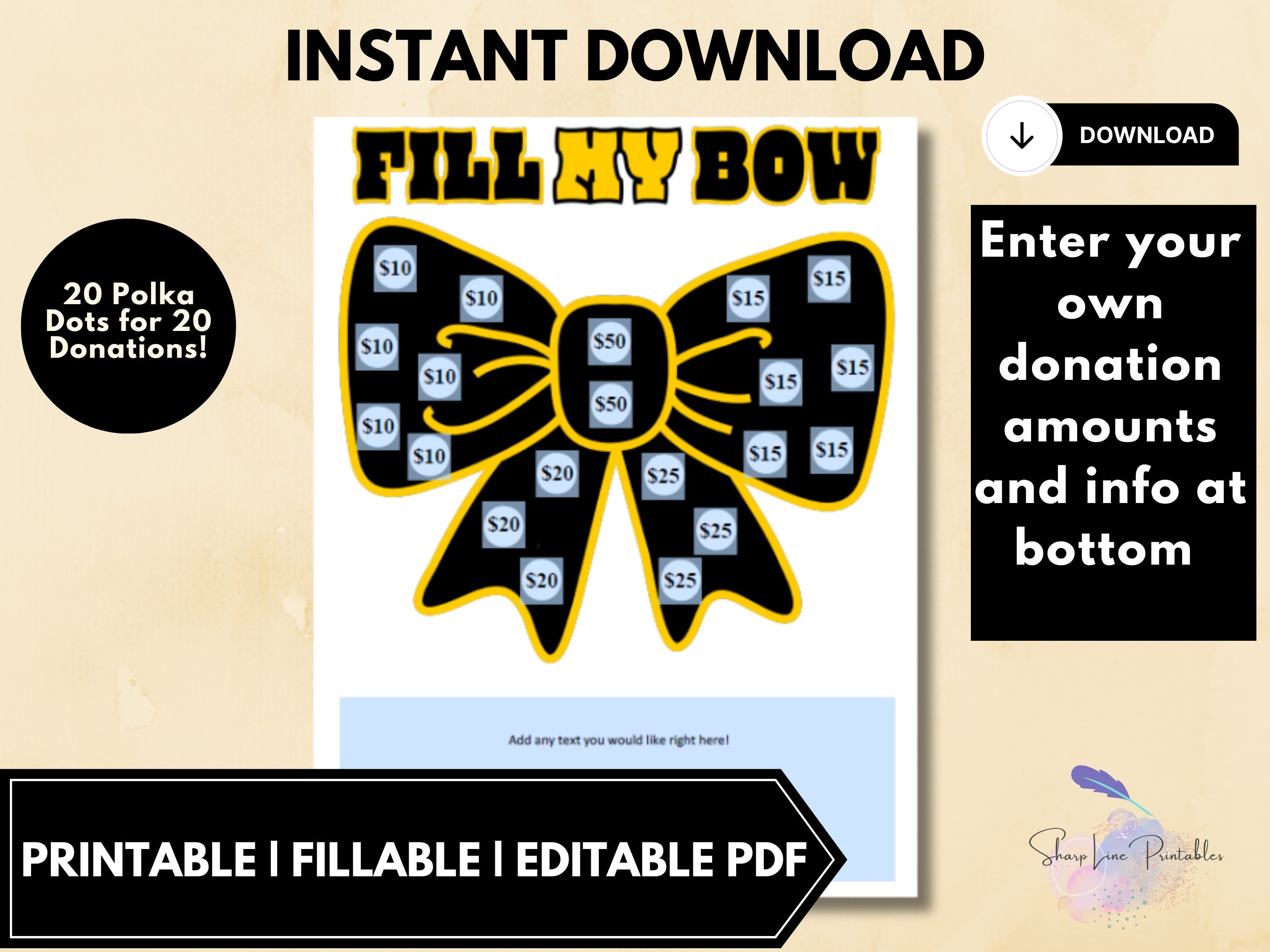 Cheer Bow Fundraiser Donation Form, Cheerleading Fundraising Template ...