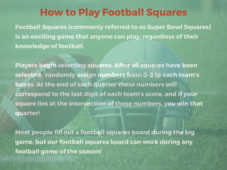 Football Squares Template Printable Editable PDF Christmas Football ...