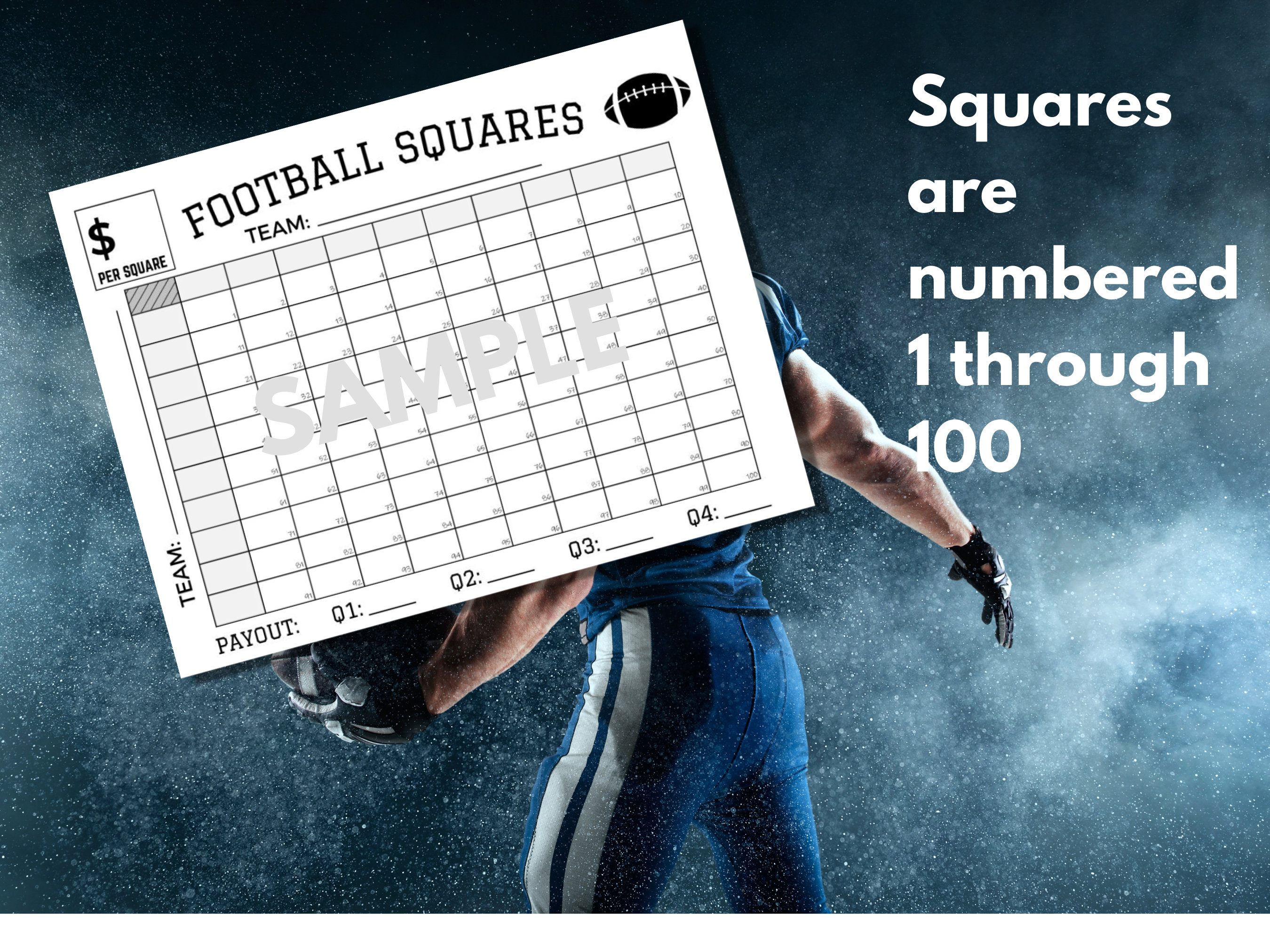 Printable Football Squares Template: Super Bowl Game (PDF) - Etsy