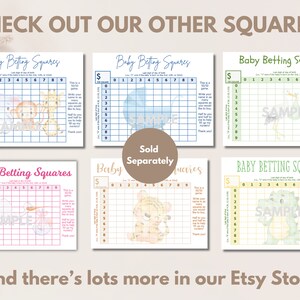 Baby Shower Game Baby Betting Squares Editable Pink Bear Girl Baby ...