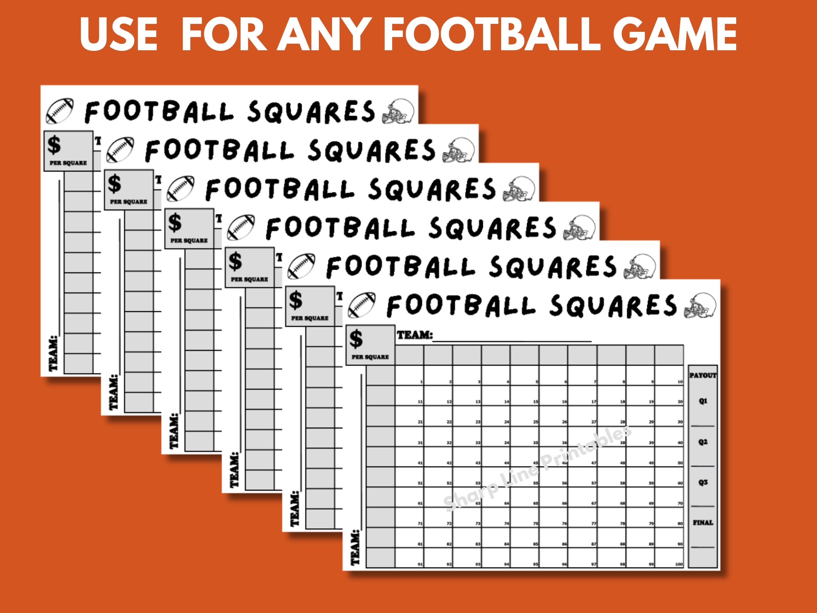 100 Square Football Pool Template: Editable Fundraiser Board (digital ...