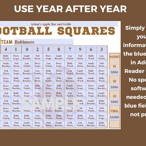 Editable Football Squares Template Printable Editable PDF Football ...