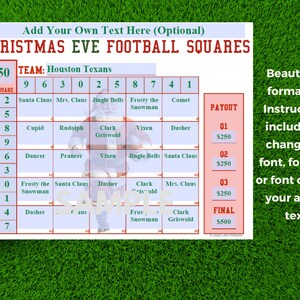 25 Christmas Football Squares Template Printable Editable PDF Christmas ...