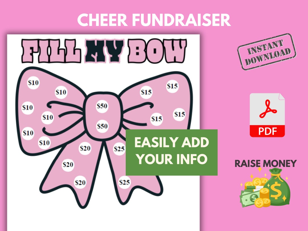 Cheer Fundraiser Fillable Bow Template: Editable PDF - Etsy
