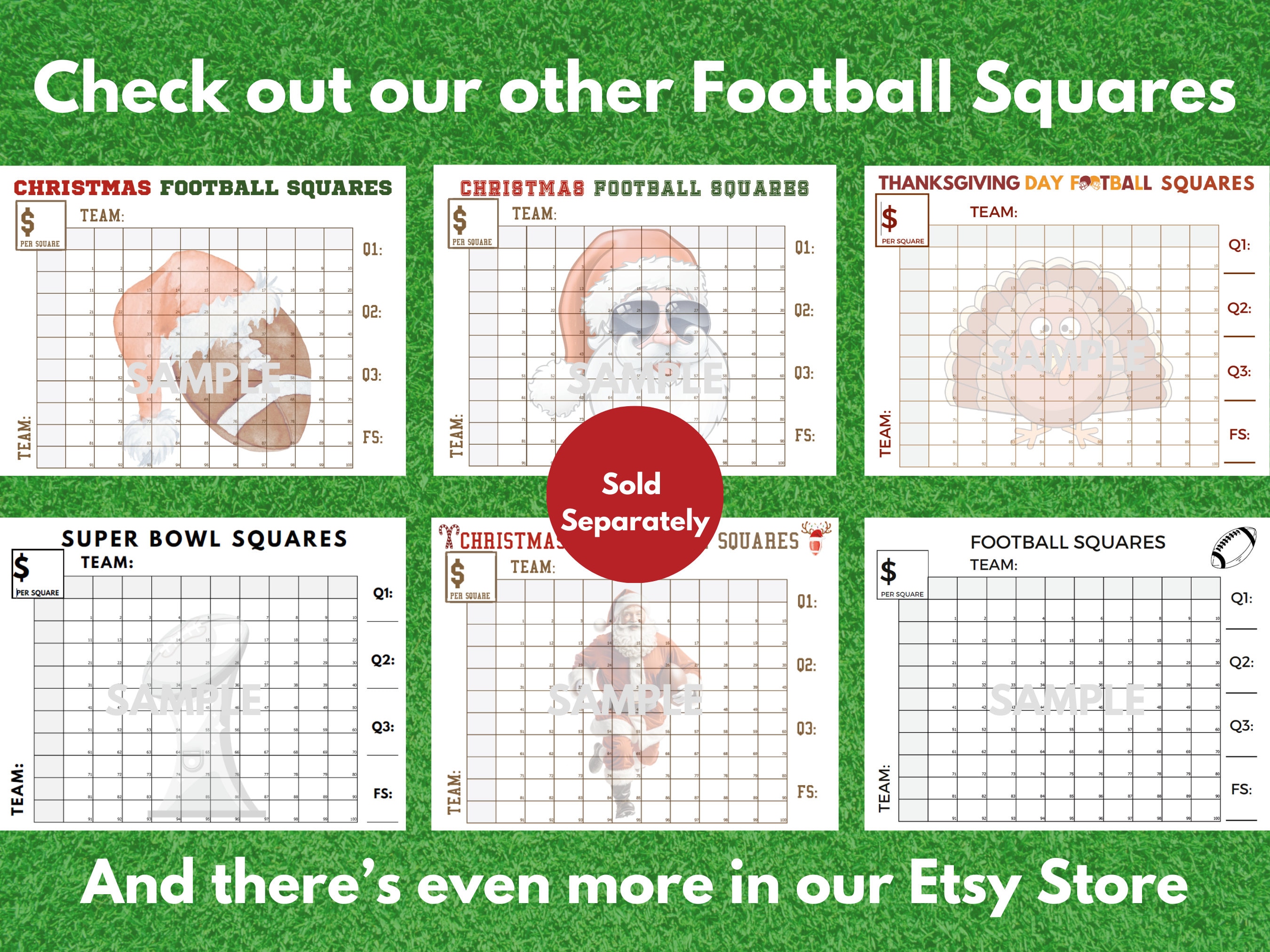 Printable Football Squares Template: Super Bowl Game (PDF) - Etsy