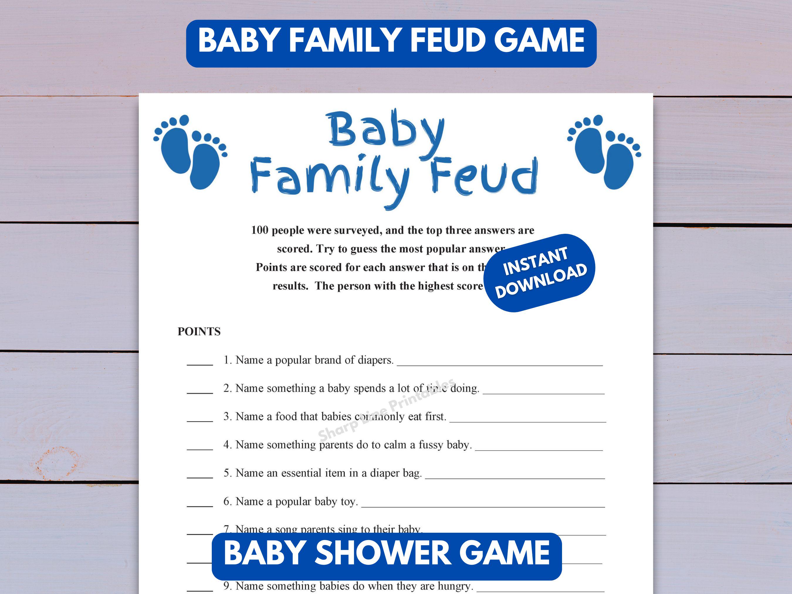 Baby Shower Family Feud Game Printable | Blue Footprints Theme ...