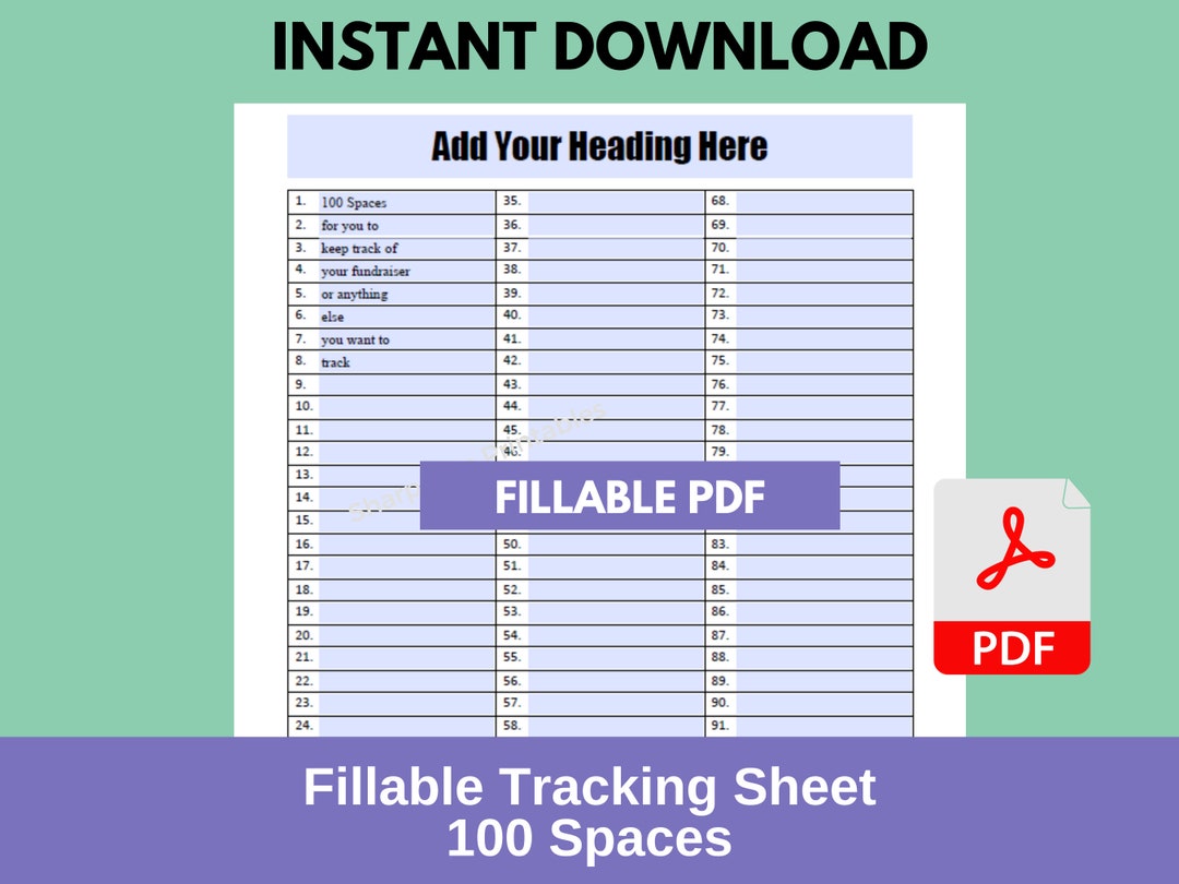 Customizable Fillable Tracking Sheet Printable Fillable Form PDF Names ...