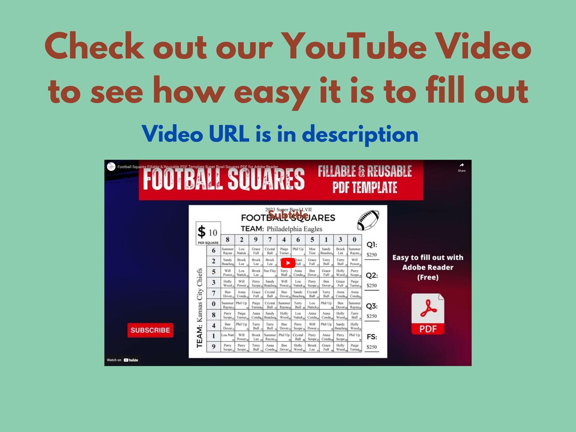 College Football Squares Template Printable Editable PDF Football ...