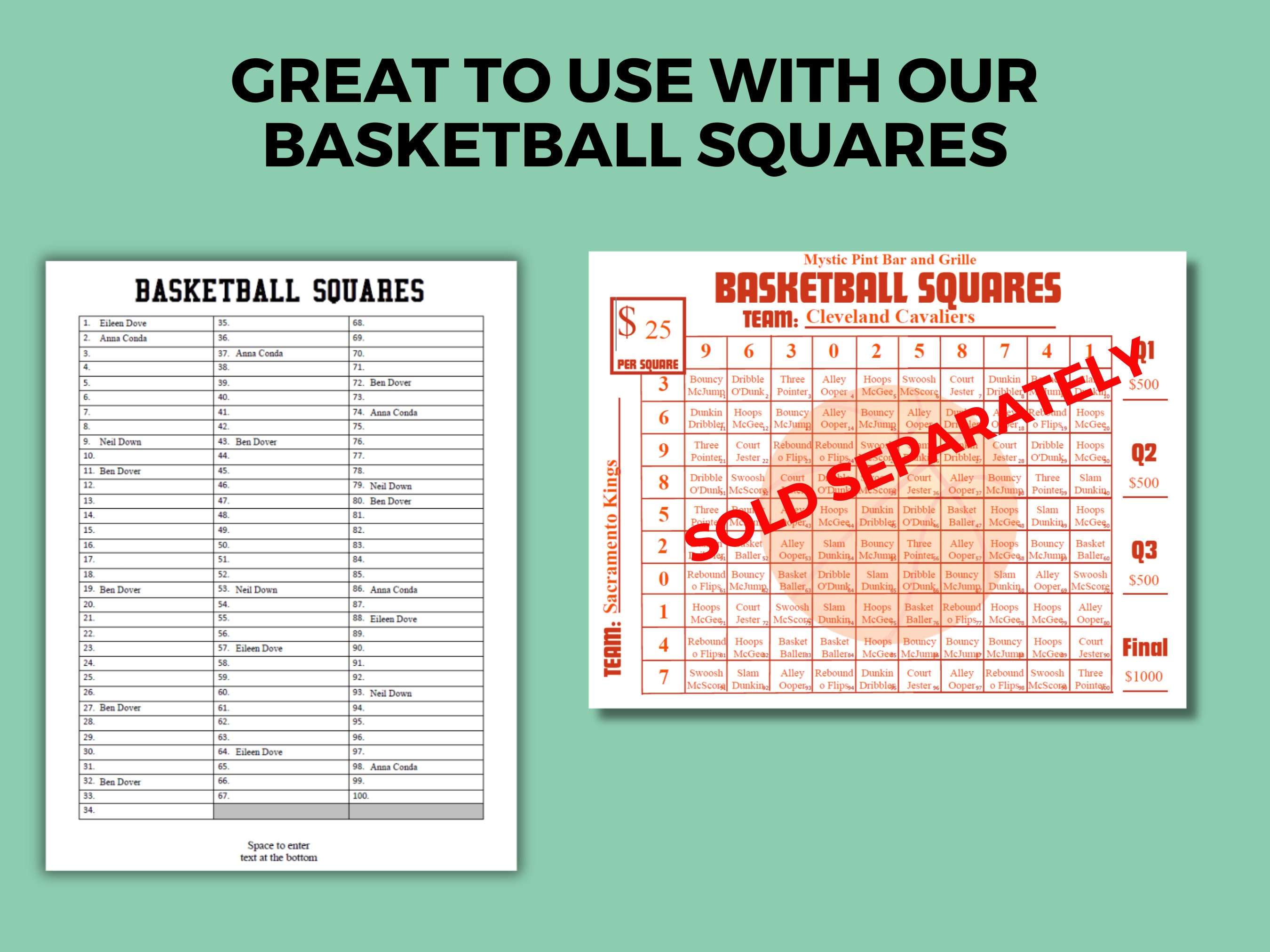Basketball Squares Fillable Tracking Sheet Printable Form PDF Sheet 100 ...