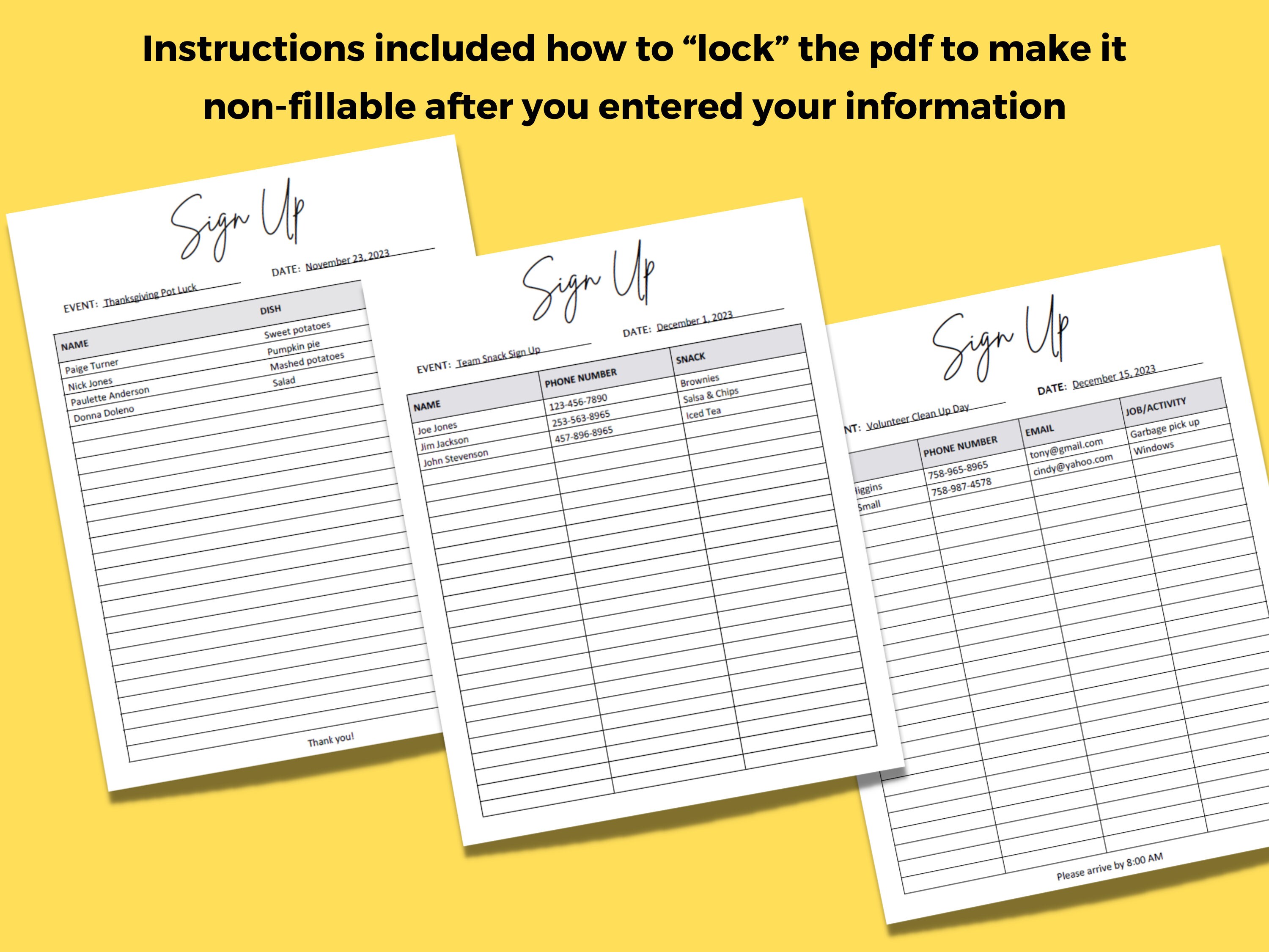 Editable Sign up Sheet Template - Editable PDF Form, Easy to Edit - Etsy