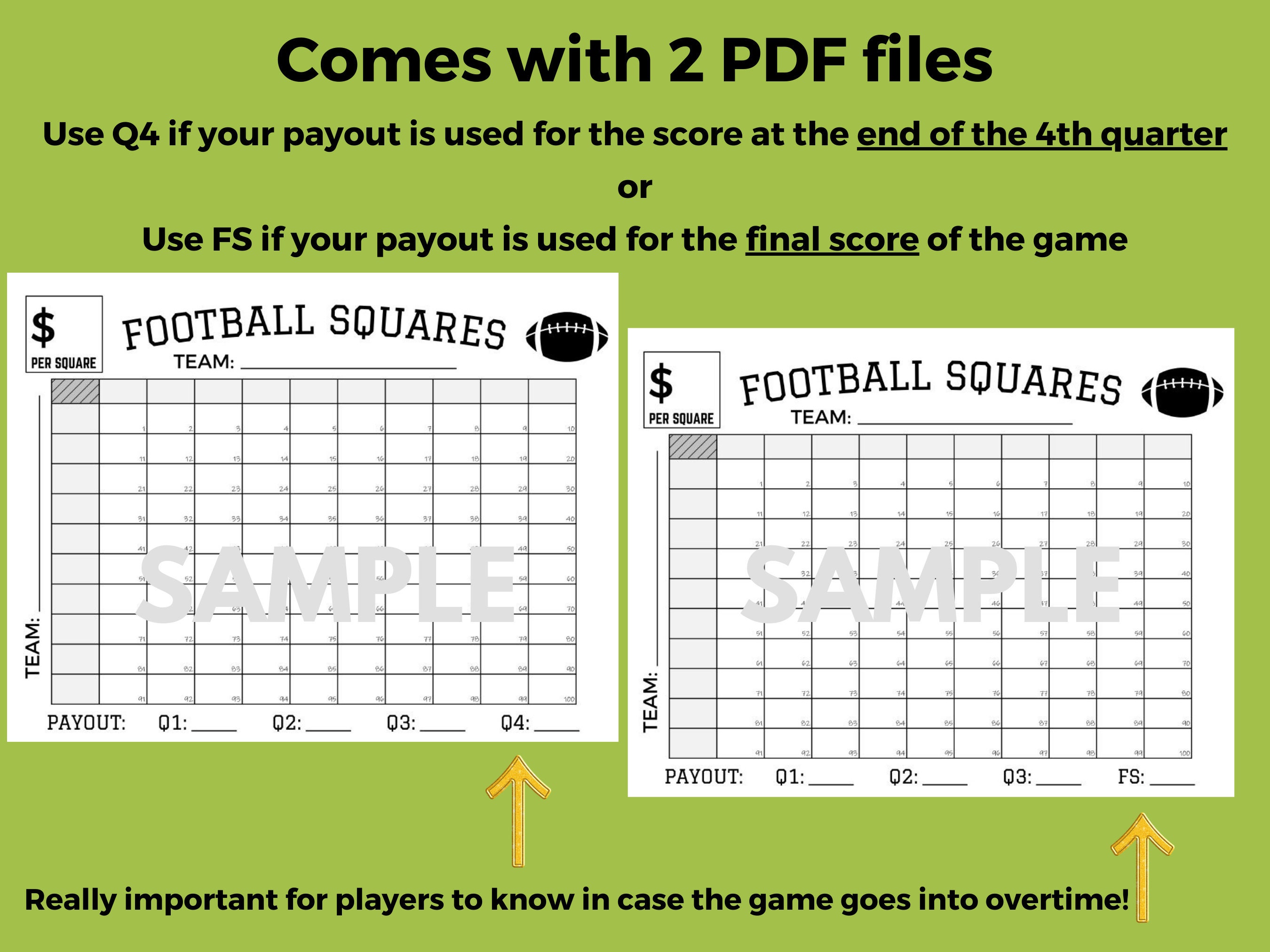 Printable Football Squares Template: Super Bowl Game (PDF) - Etsy