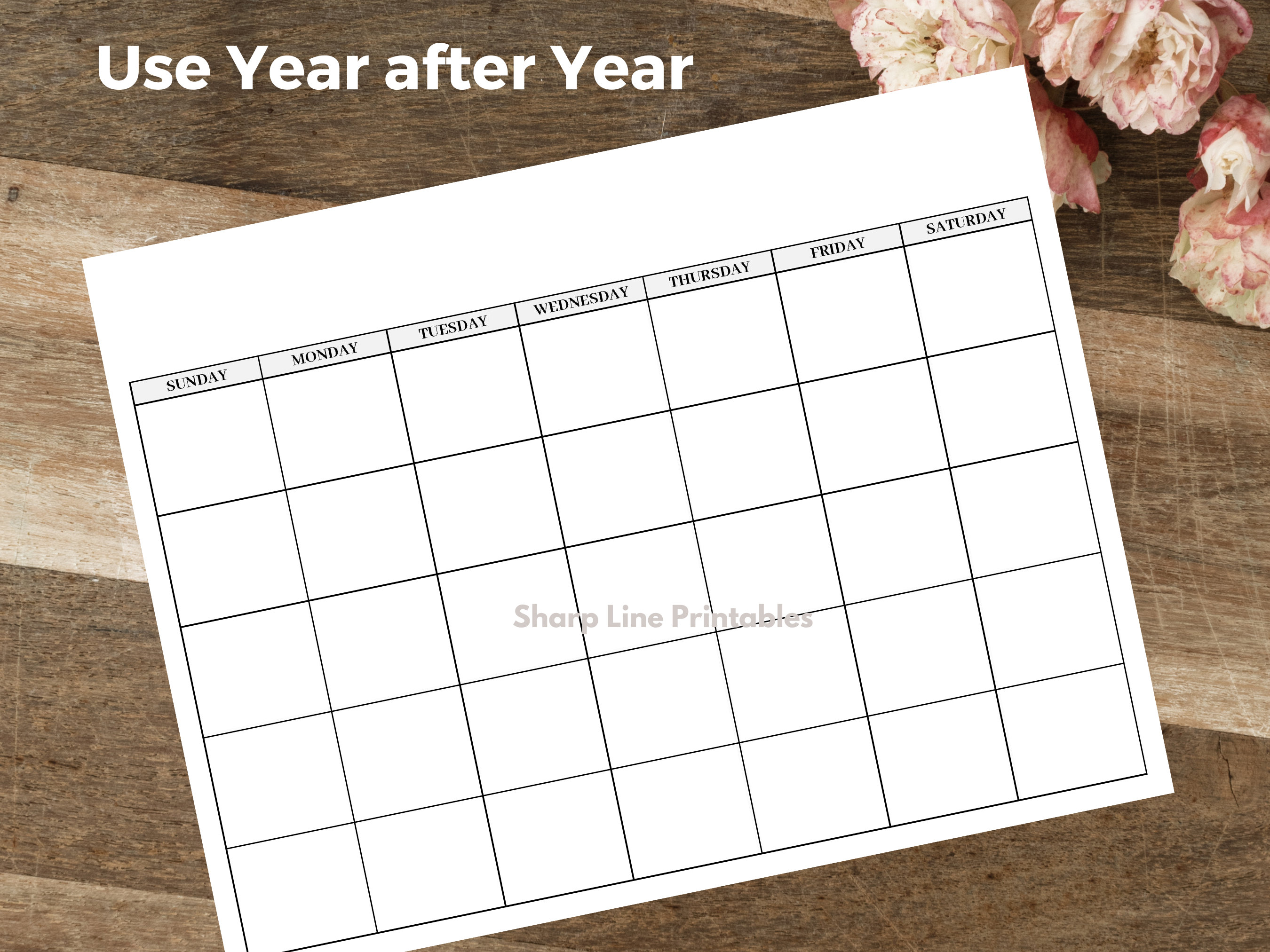 Blank Calendar Page. Printable Monthly Calendar. Monthly Planner ...