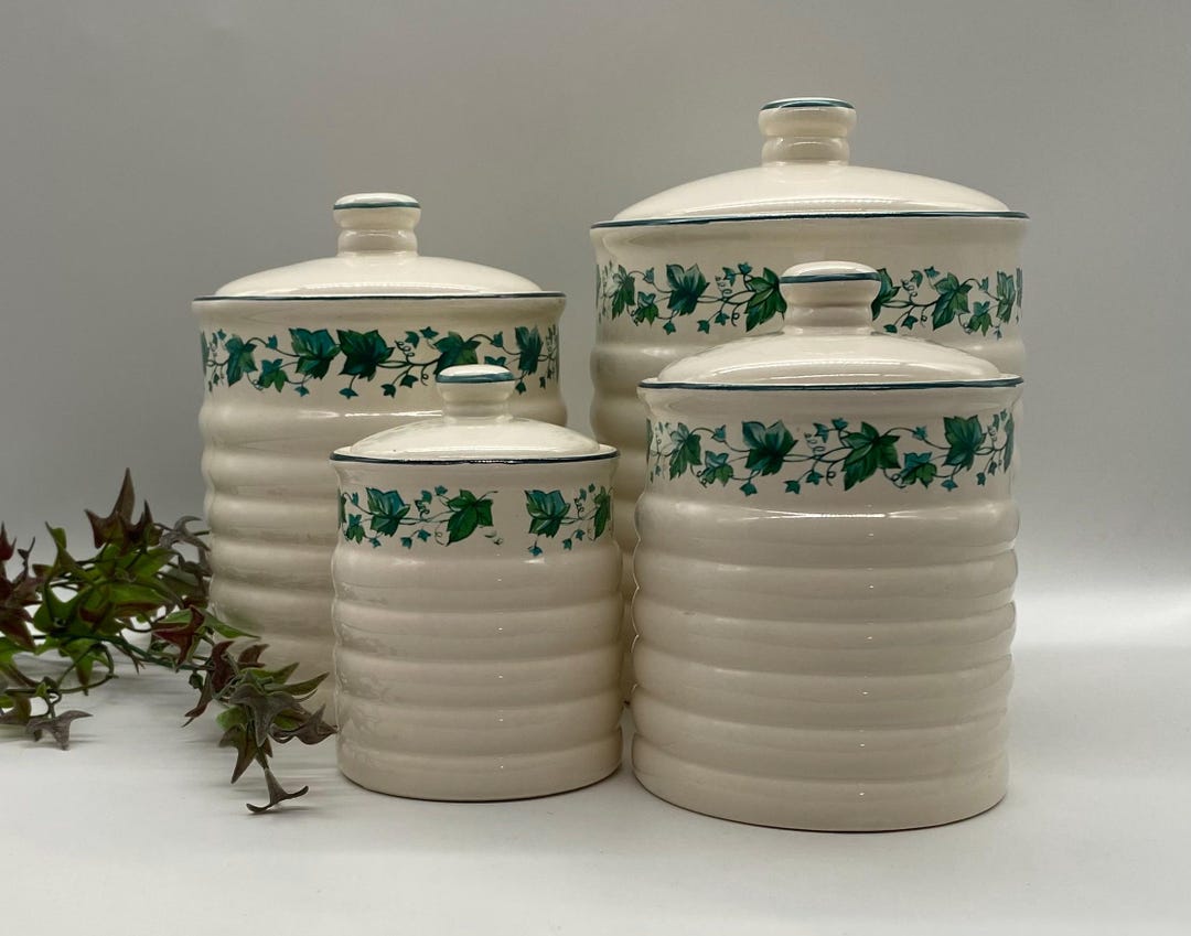 Vintage Himark Ivy Ceramic Canister Set 8 Pieces - Made in Taiwan - Etsy