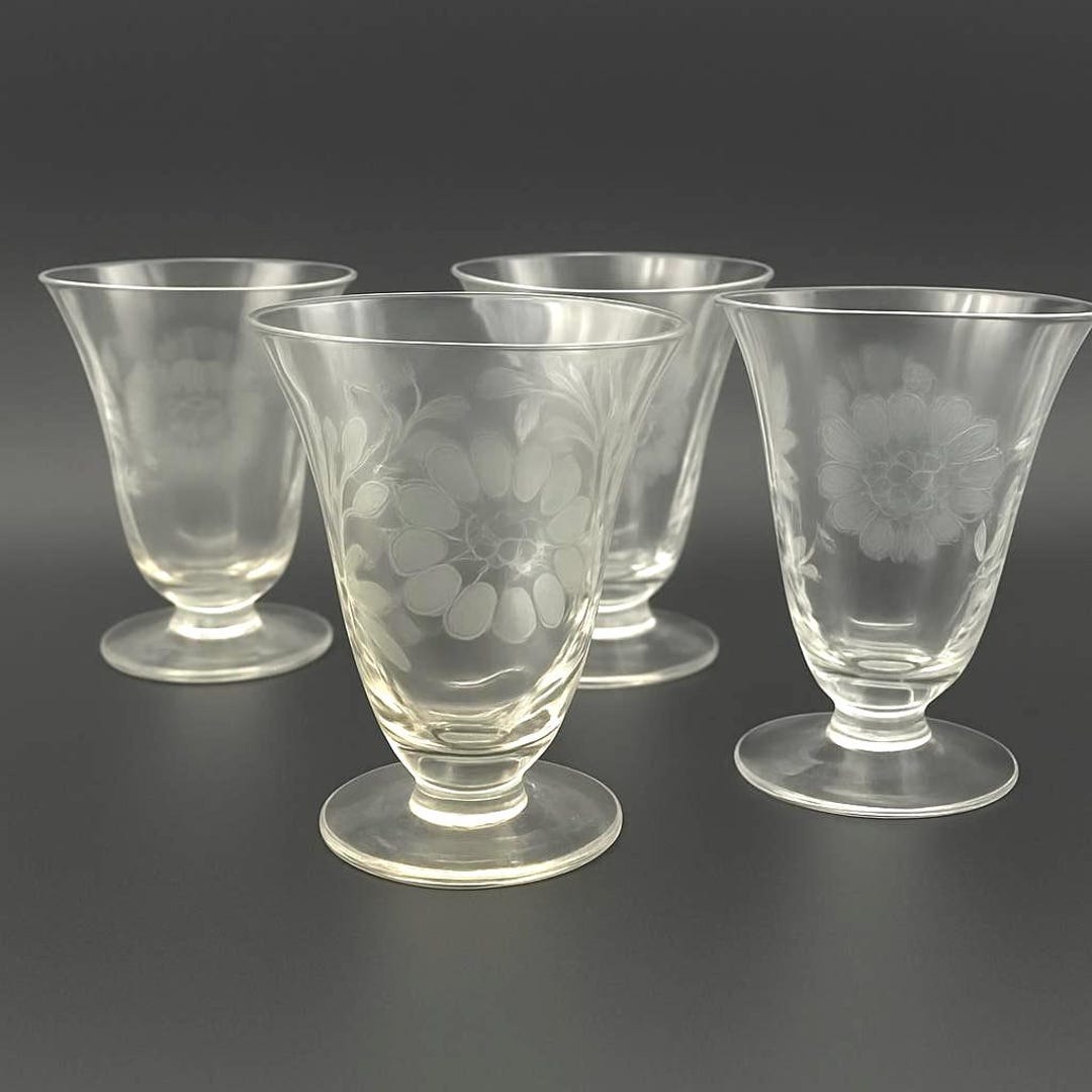 Vintage W.J. Hughes “corn Flower” Juice / Cordial Glasses – Set of 4 (4 ...