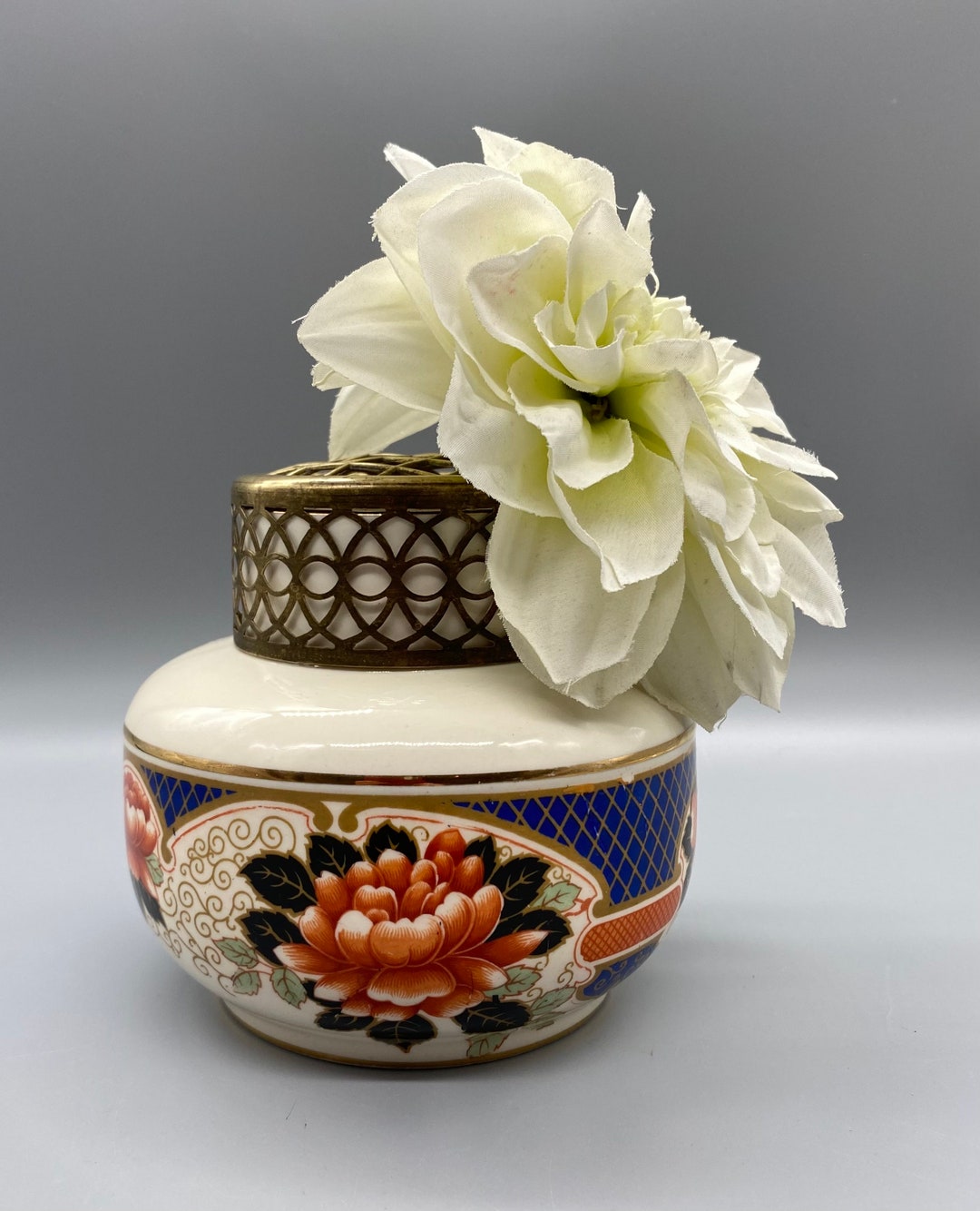 Vintage Porcelain Flower Frog Vase Bowl - Falcon England/falcon Ware - Etsy