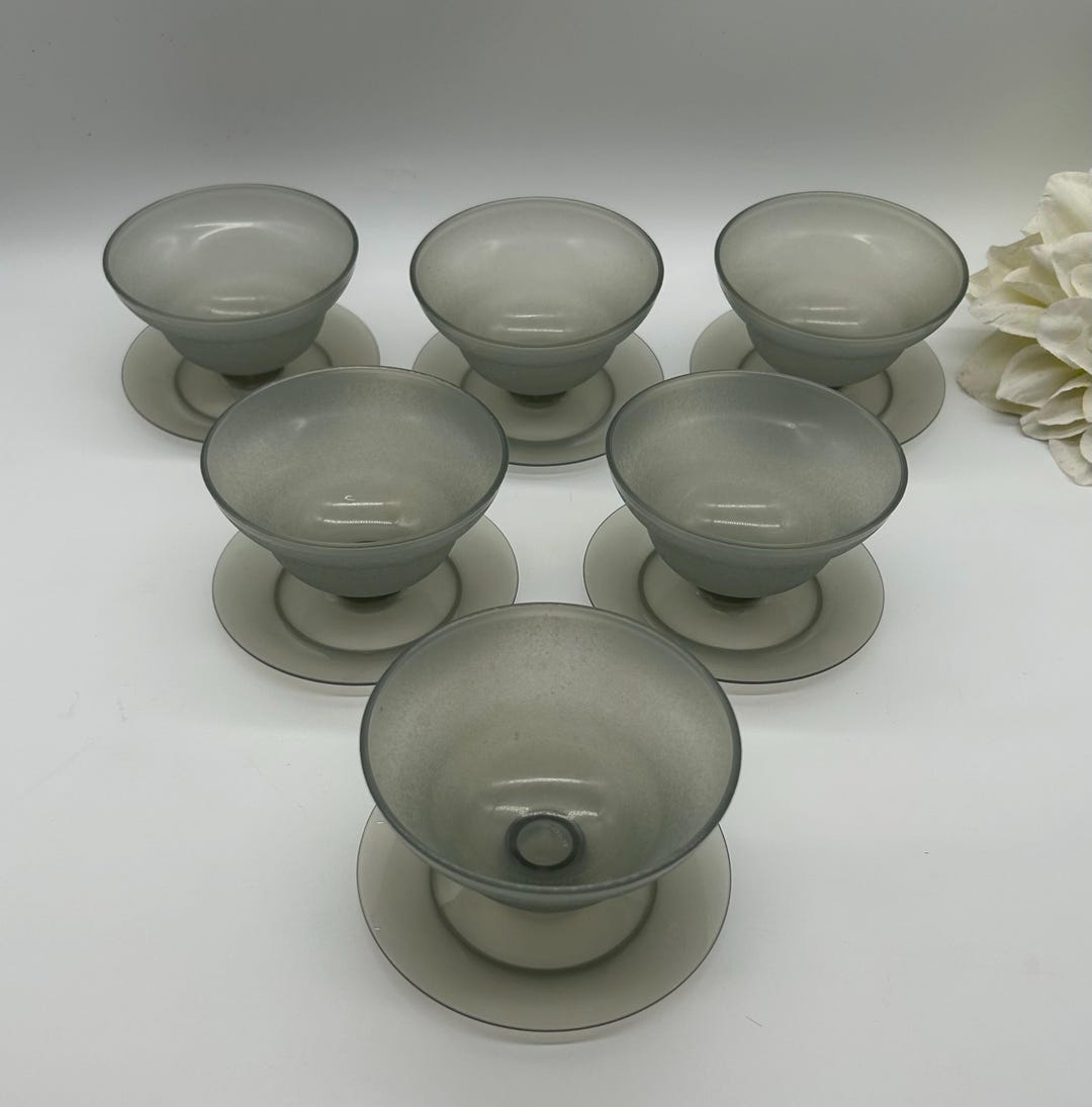 Vintage Tupperware Dessert Parfait Dishes - Grey Pedestal Cups - Set of ...