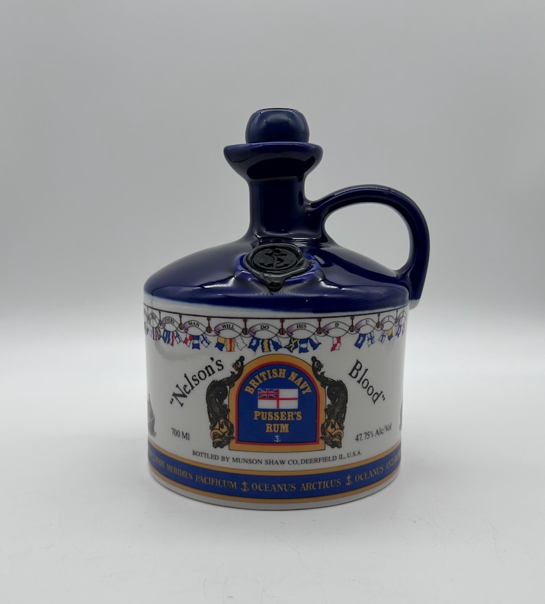 Vintage Pusser's Rum Stoneware Jug | Cobalt Blue Nautical Decor - Etsy