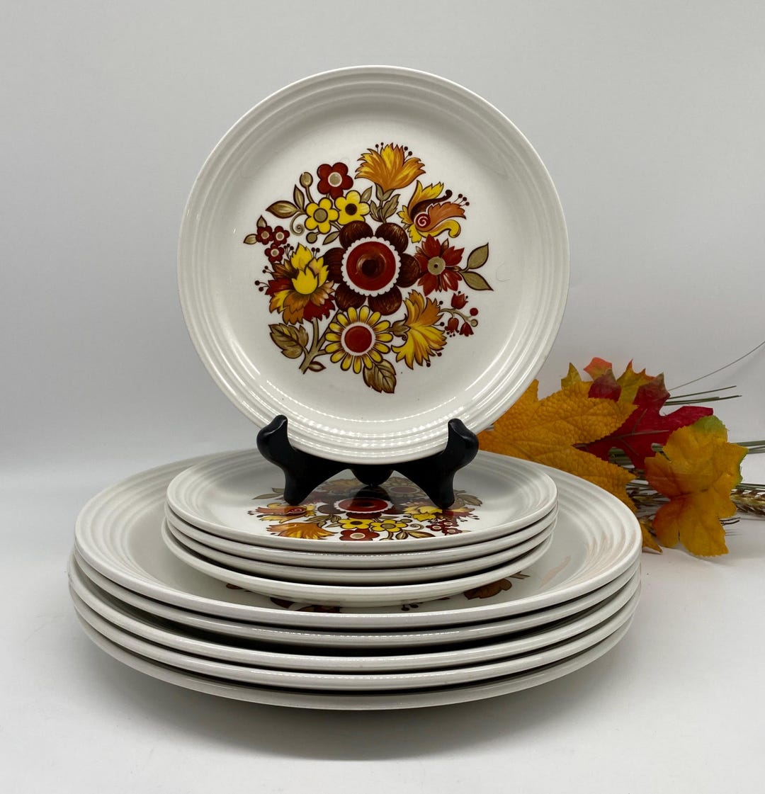 Vintage Myott Festive Ironstone Plates: Floral Dinnerware Set - Etsy