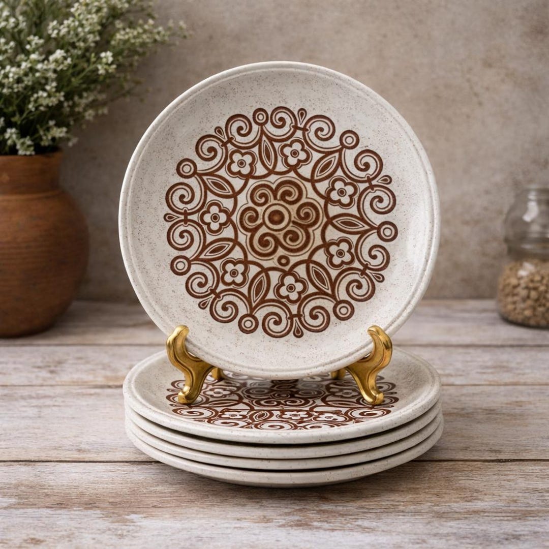 Vintage Biltons Staffordshire Side Plates – Celtic-style Brown Floral ...