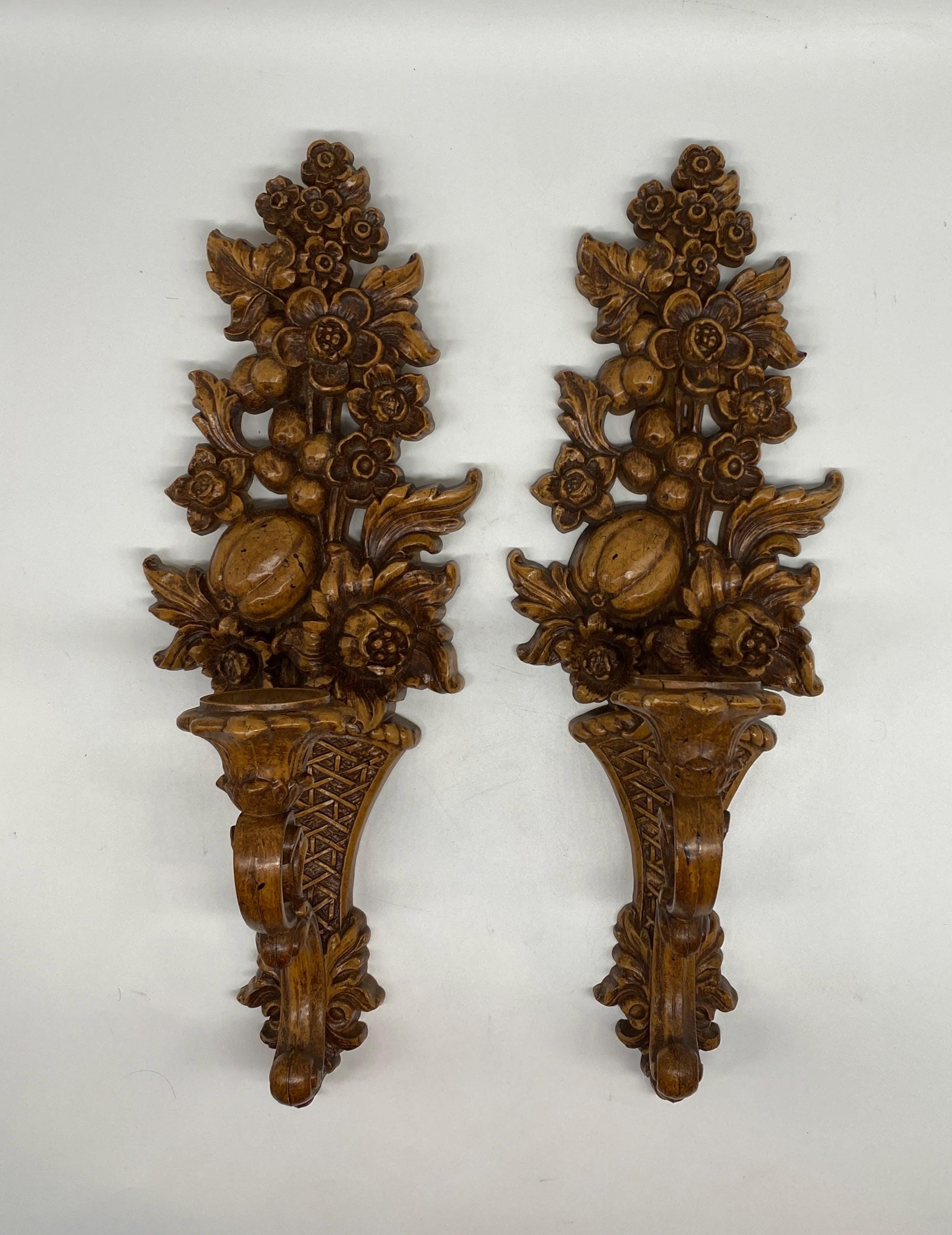 Vintage Resin Syroco Wall Mounted Candlestick Holders/sconces - Pair - Etsy