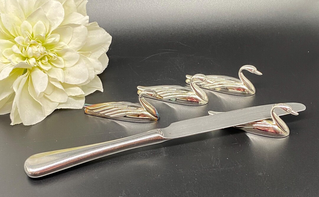 Vintage Silver Plated Swan Knife Rests - Bowring, Canada - Set of 4 - Etsy