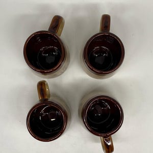 Vintage Beige/brown Glazed Pottery Wheat Mugs - Small Sized Mugs ...