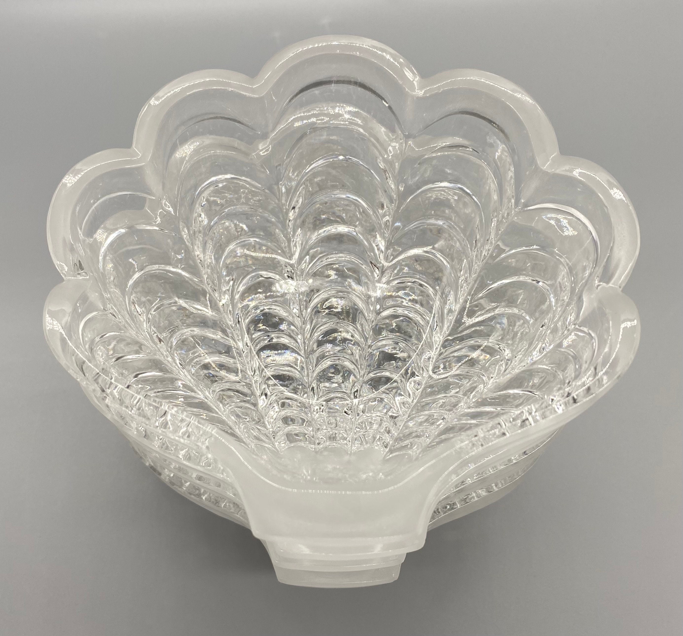 Thick Clear & Frosted Glass Scallop Shell Dessert Bowls Set - Etsy