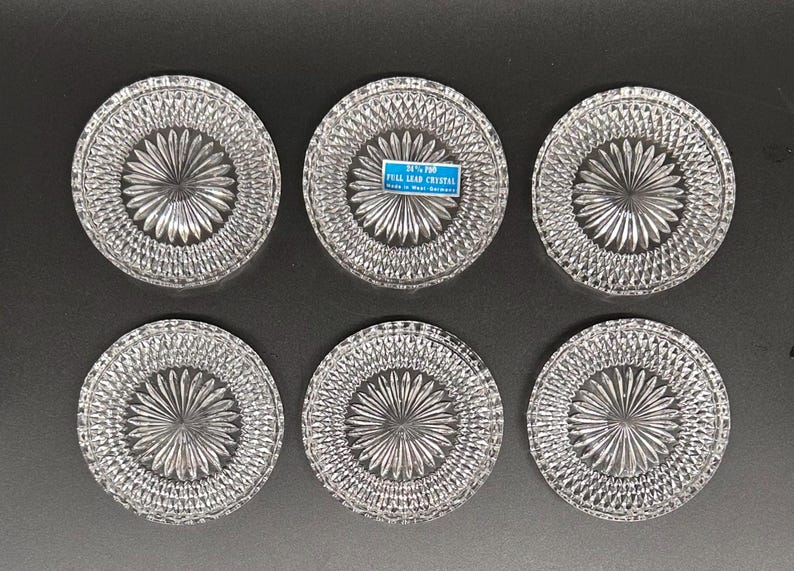 Vintage Diamond Cut Crystal Coasters - Set of 6 - West Germany - Etsy