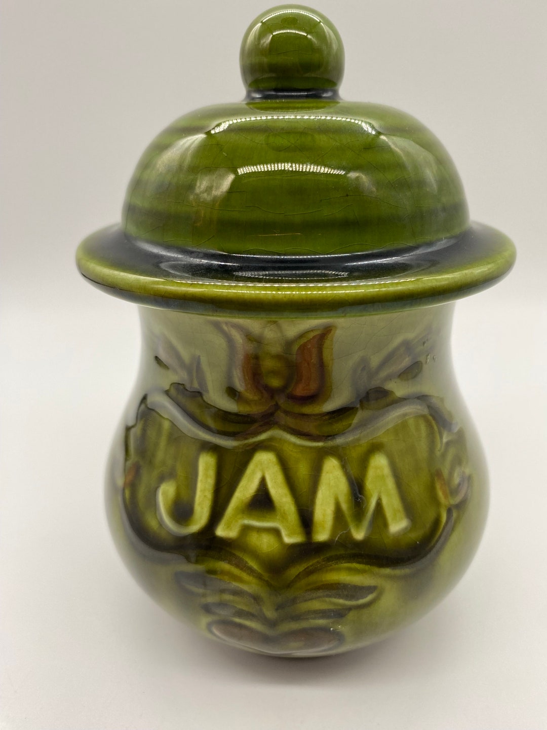 Green Glazed Pottery Jam Jar - Etsy