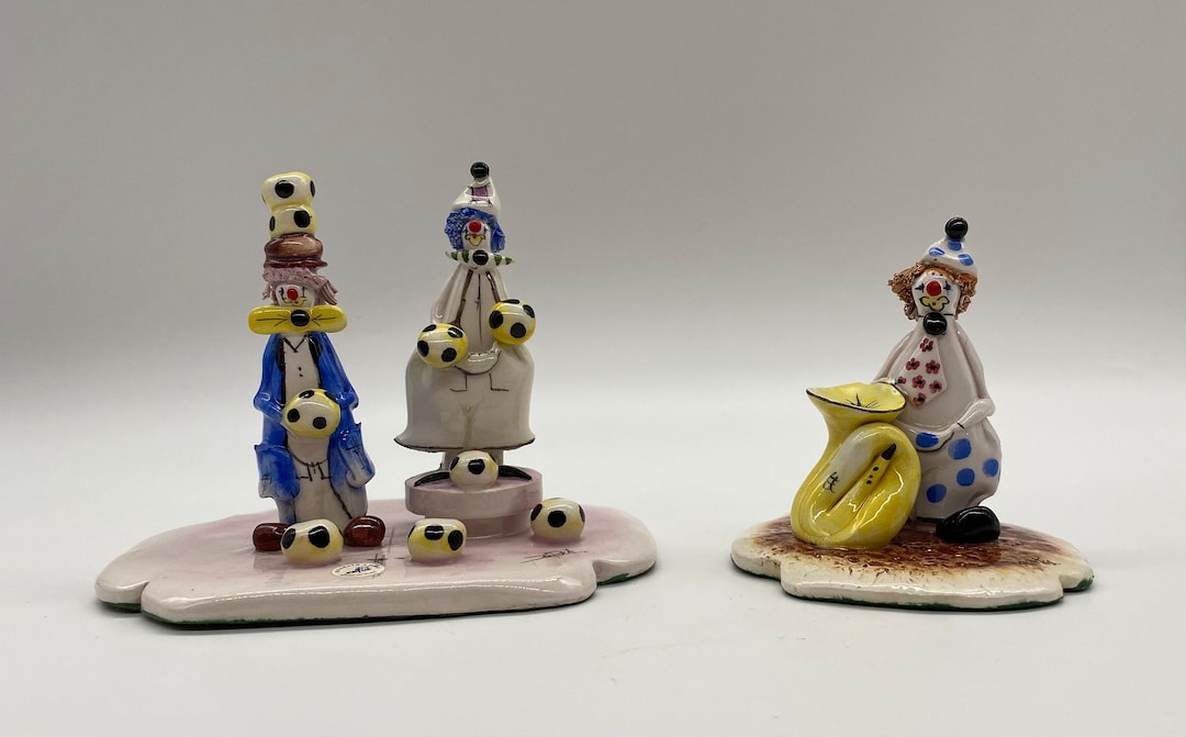 Vintage ZAMPIVA Spaghetti Hair Clown Figurines Ball Juggling/tuba ...
