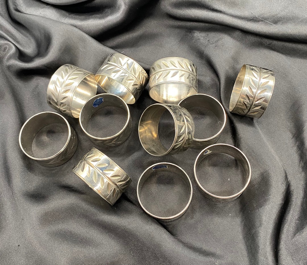 Vintage Silver Plated on Brass Napkin Rings Set of 11 Made in Hong Kong ...