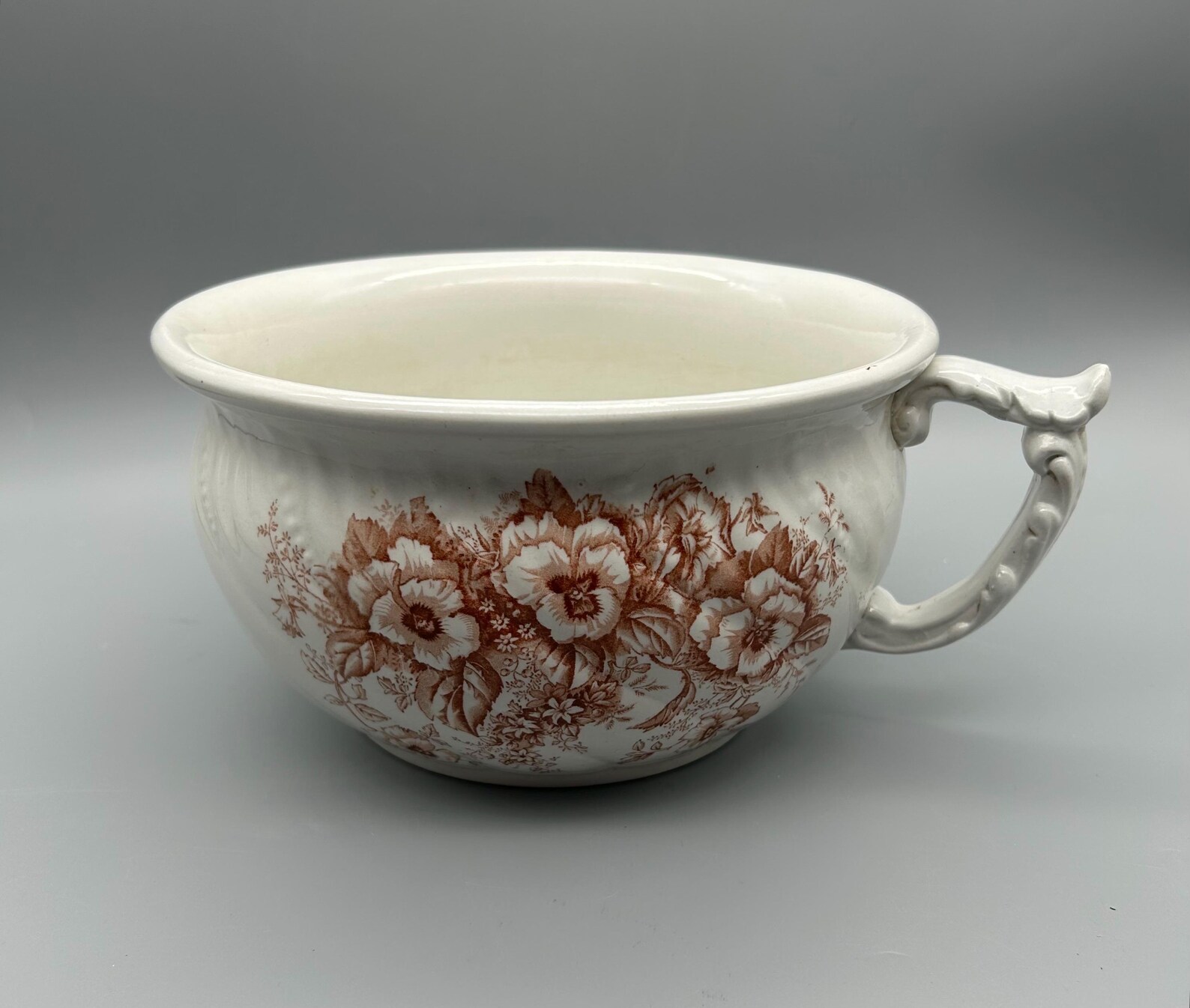 Vintage Transferware Chamber Pot – Made in England – Floral Brown ...