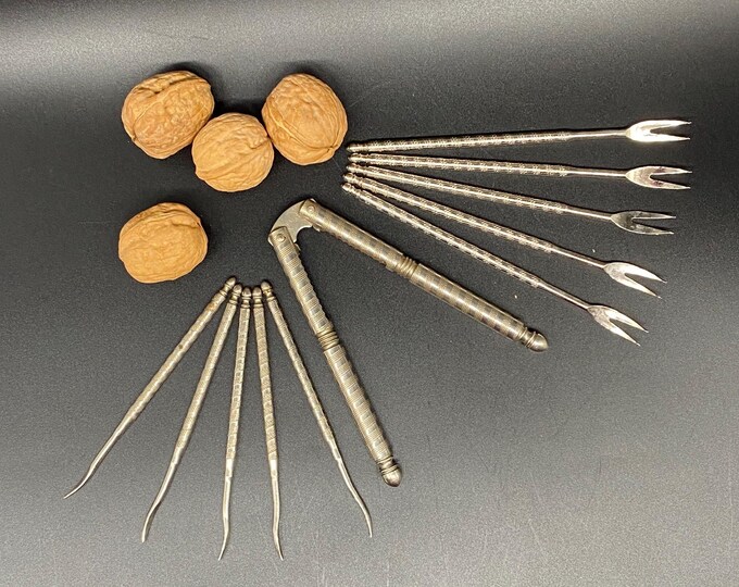 Vintage HMQ Metal Nutcracker and Nut Picks X 5/cocktail Forks X 5 - Etsy