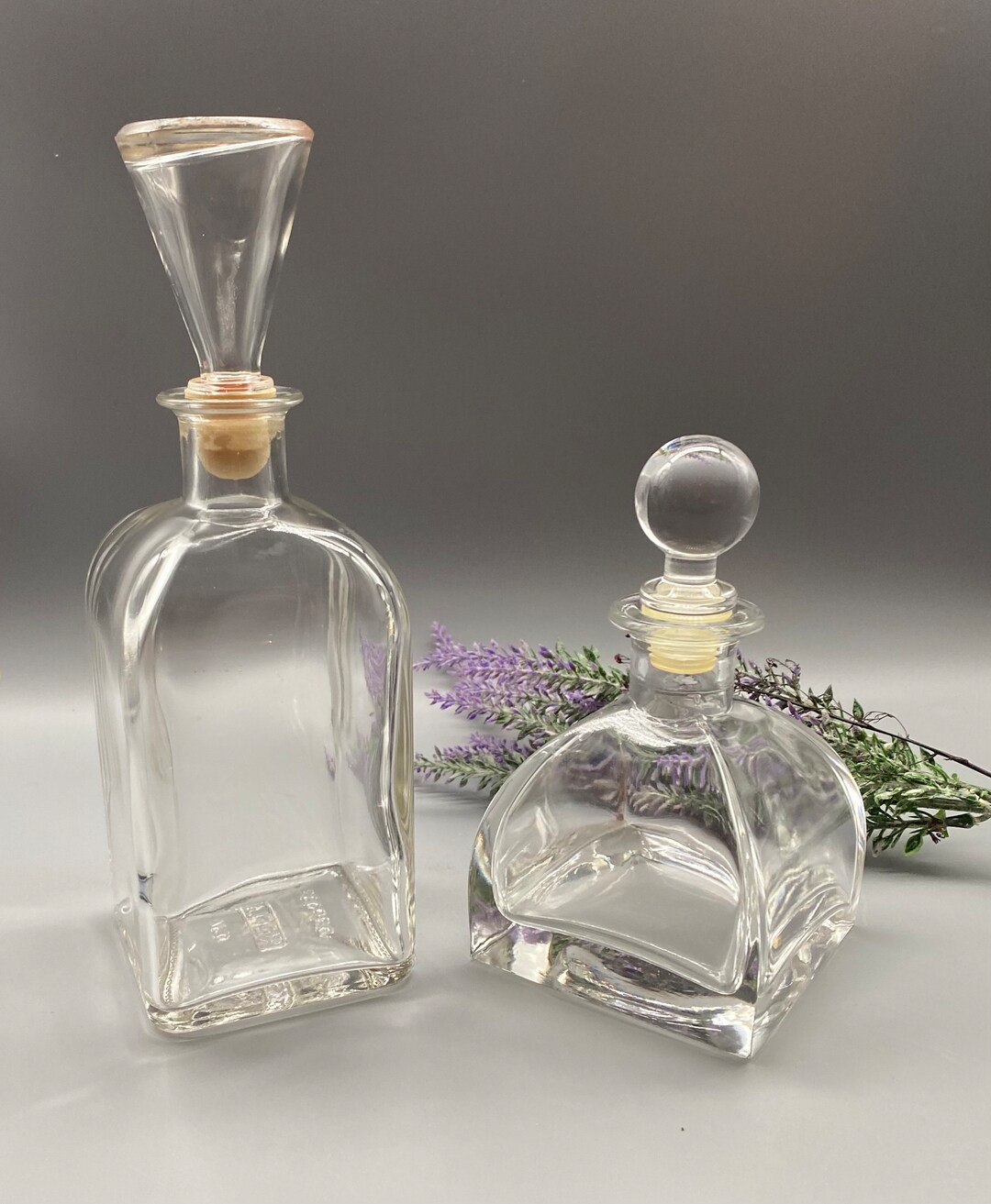 Vintage Pair of Thick Glass Decanters - Mid Century - Kefla - Etsy