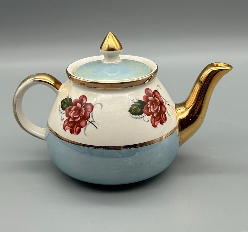 Vintage Gibsons Staffordshire Mini Teapot – Hand-painted Floral, Gold ...