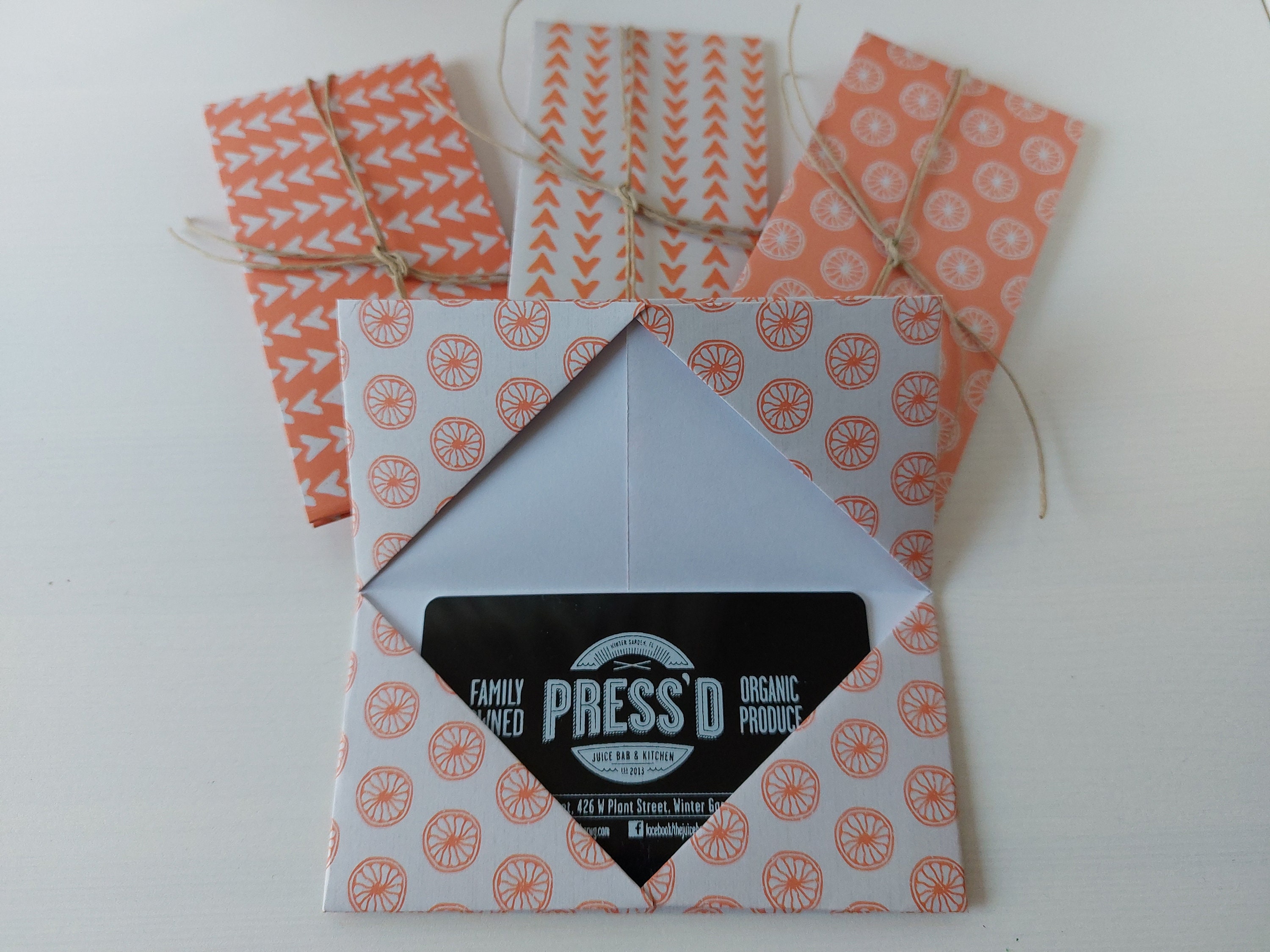 Citrus Origami Gift Card Envelopes Set of 4 - Etsy